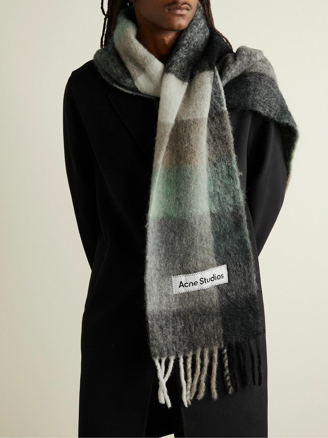 Acne Studios - Fringed Checked Knitted Scarf Acne Studios