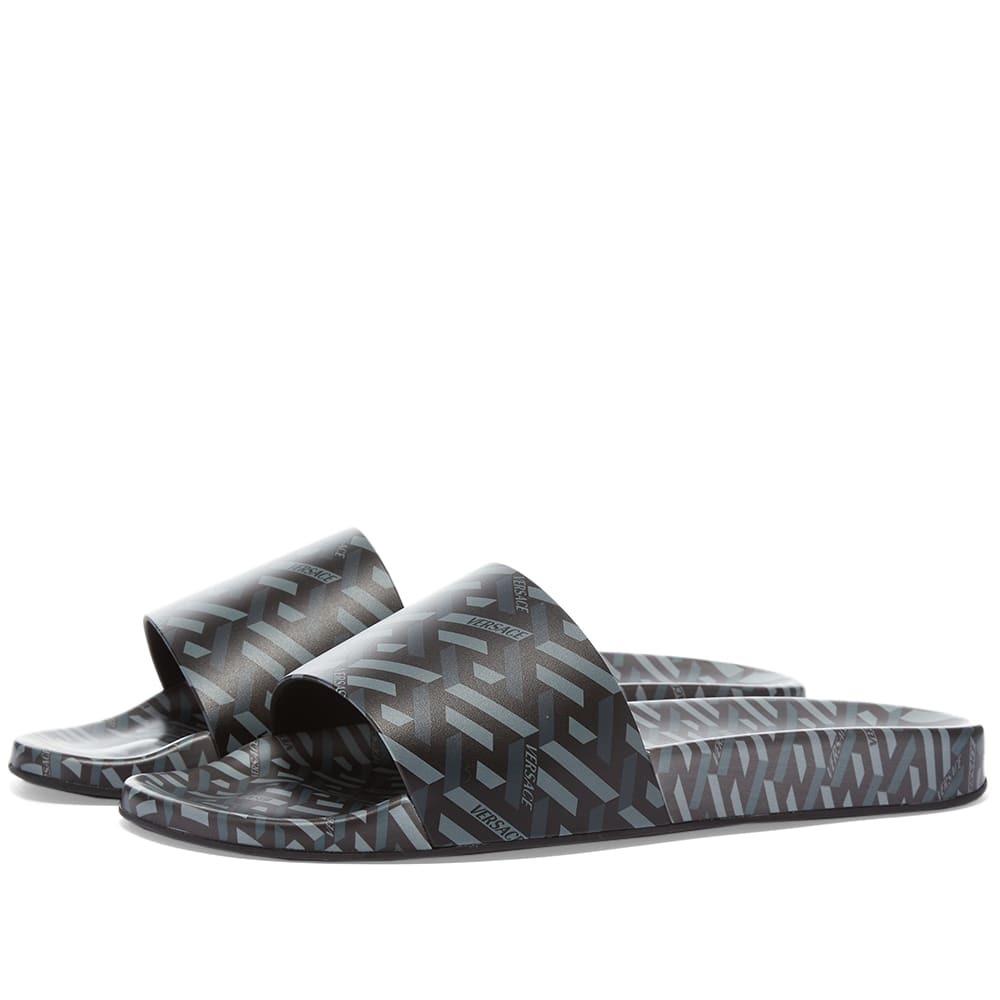 Versace Monogrammed Geometric Logo Pool Slide Versace