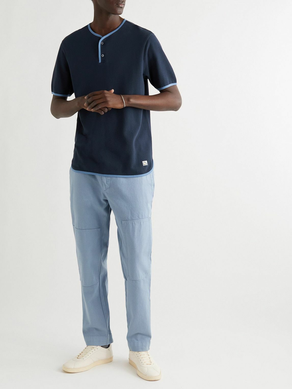 Sunspel - Paul Weller Logo-Appliquéd Contrast-Tipped Cotton-Piqué ...