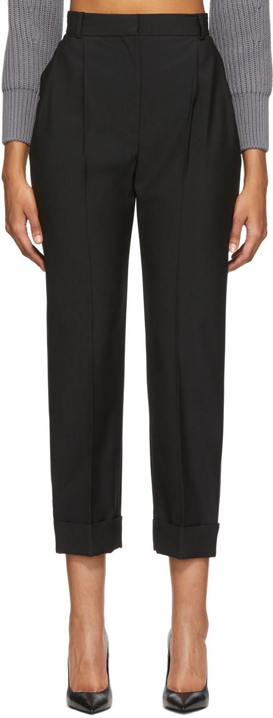 Alexander McQueen Black Double Pleat Cuff Trousers Alexander McQueen