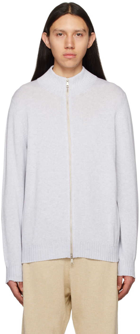 Ghiaia Cashmere Gray Zip Sweater Ghiaia Cashmere