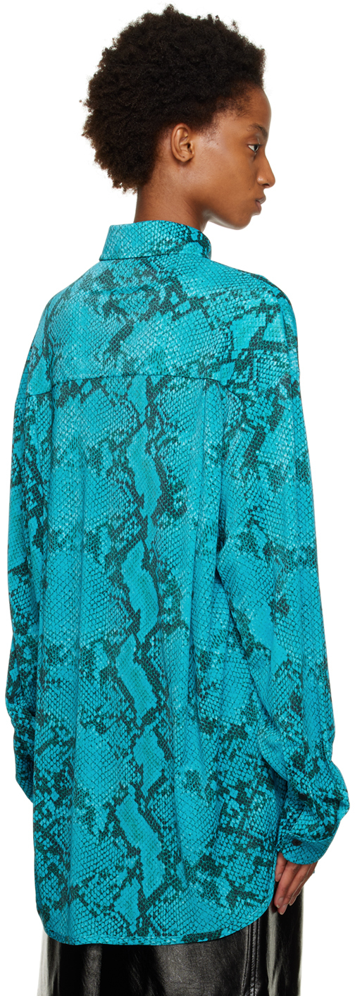 Atlein Blue Snake Print Shirt Atlein
