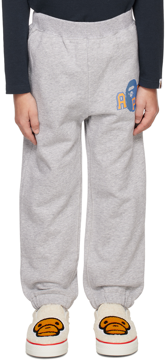 BAPE Kids Gray Ape Head Sweatpants A Bathing Ape