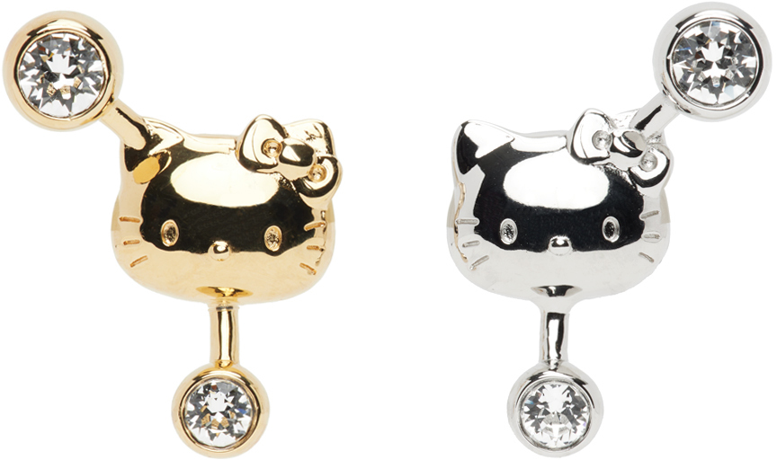 Jiwinaia Gold & Silver Hello Kitty Piercing Earrings Jiwinaia