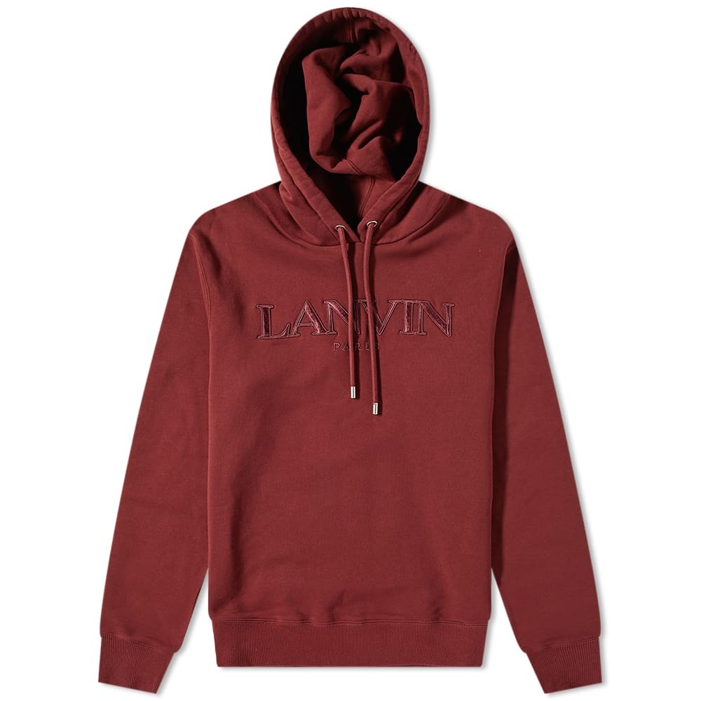Lanvin Men's Logo Popover Hoody in Burgundy Lanvin