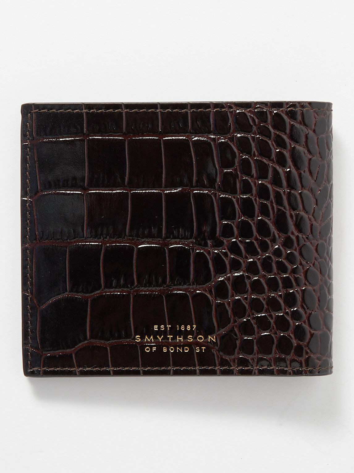 Smythson - Mara Croc-Effect Leather Billfold Wallet Smythson
