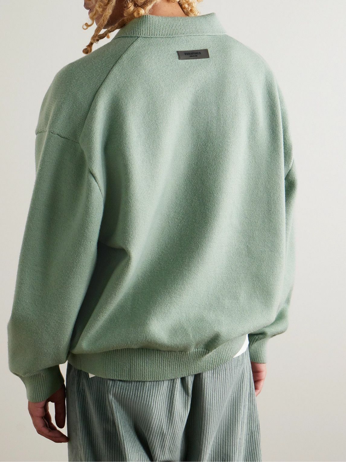 FEAR OF GOD ESSENTIALS - Oversized Knitted Polo Sweater - Green Fear Of ...