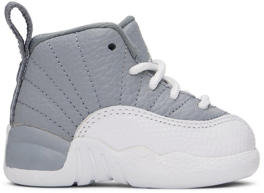 Nike Jordan Baby Gray & White Jordan 12 Retro Sneakers Nike Jordan Brand