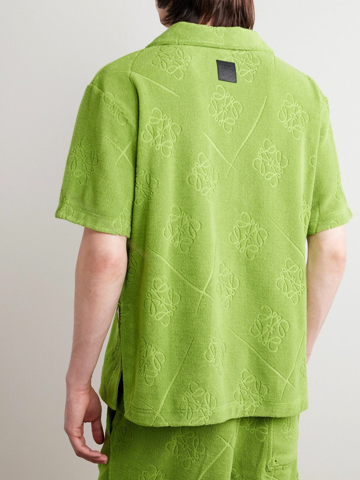 Loewe - Paula's Ibiza Anagram Cotton-Terry Jacquard Polo Shirt - Green ...