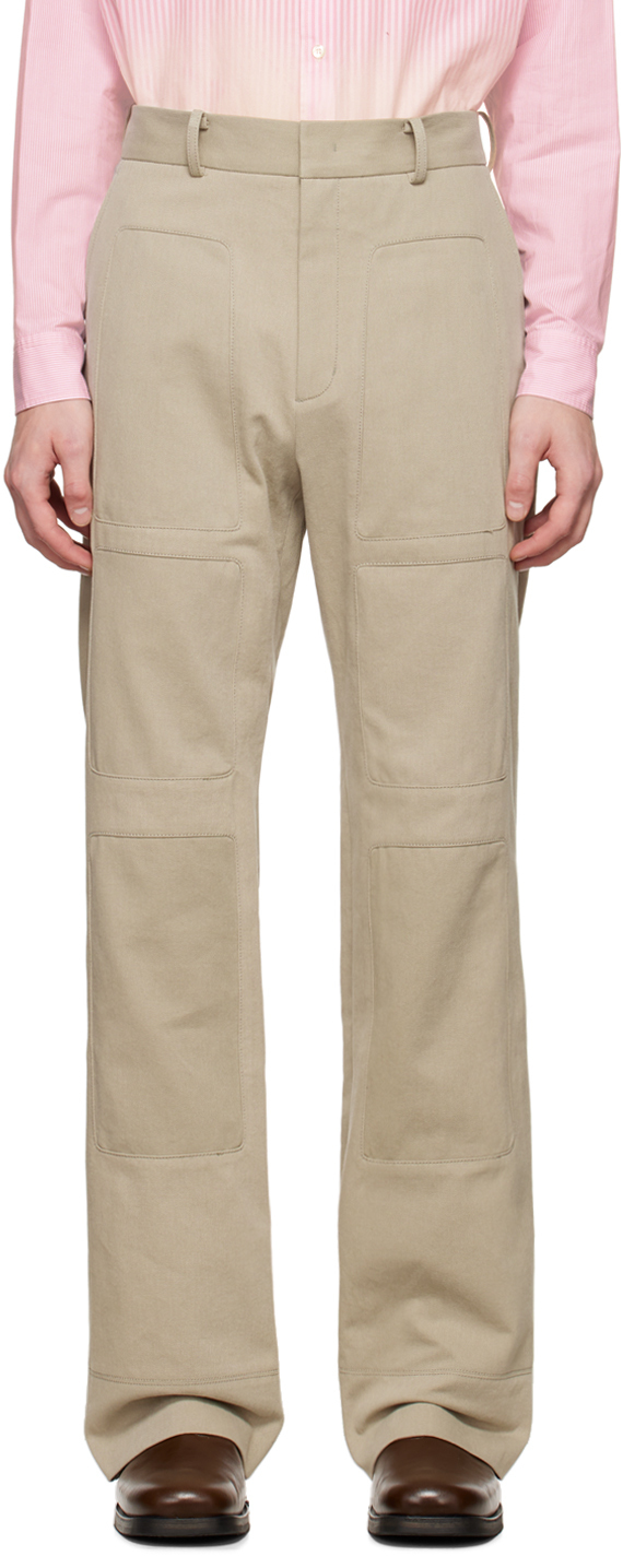 TheOpen Product SSENSE Exclusive Taupe Square Reverse Patched Trousers ...