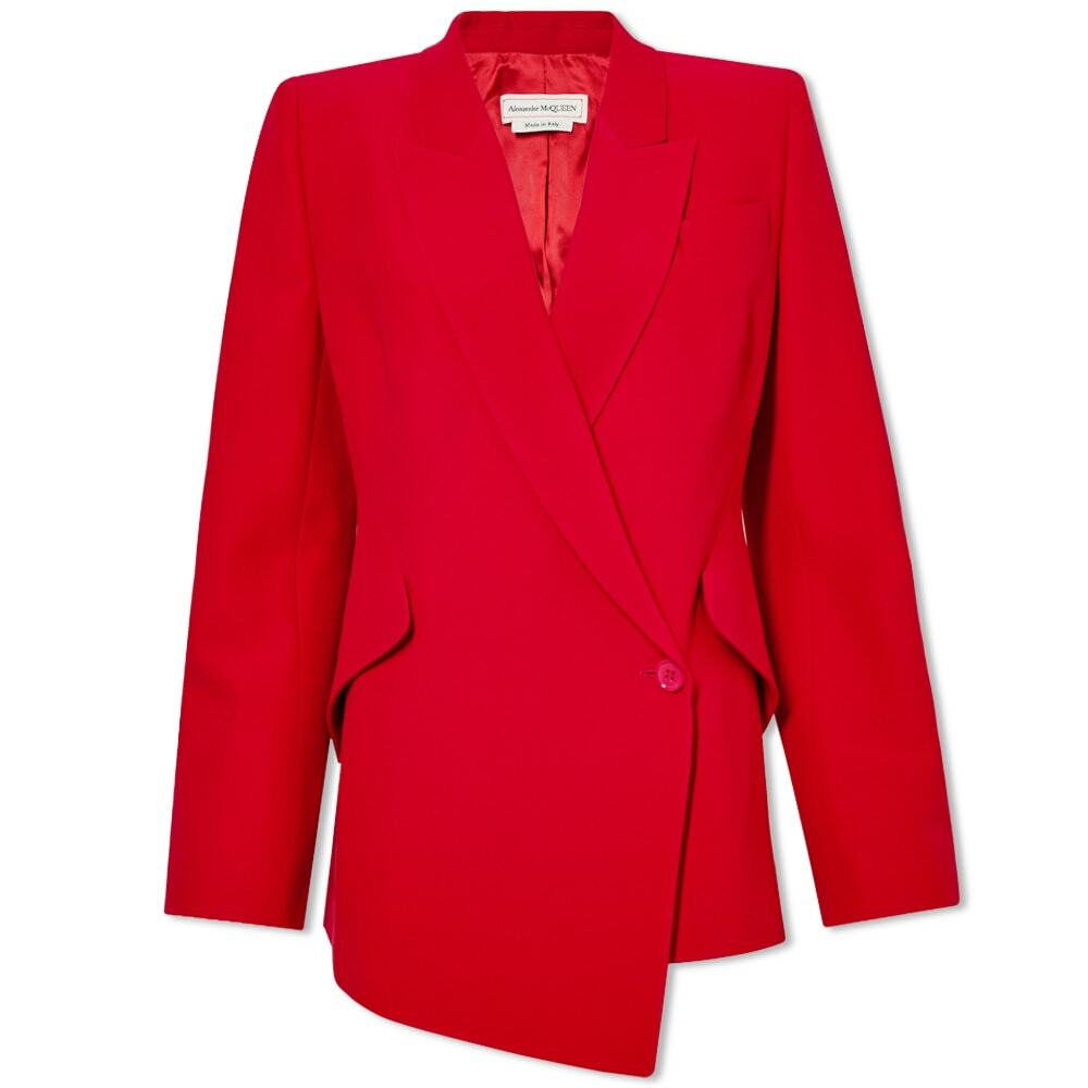 Alexander McQueen Women's 1 Button Asymetric Jacket in Red Alexander ...