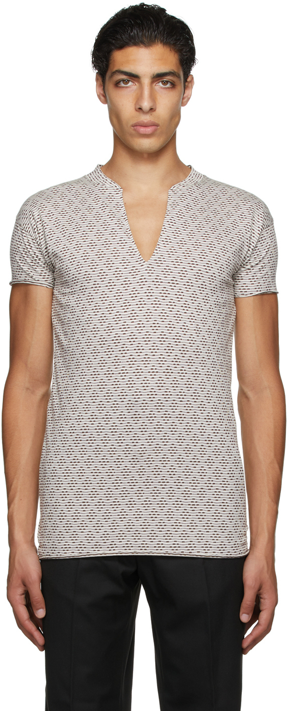 Martin Asbjørn Off-White & Brown Jacquard Chriss T-Shirt Martin Asbjorn