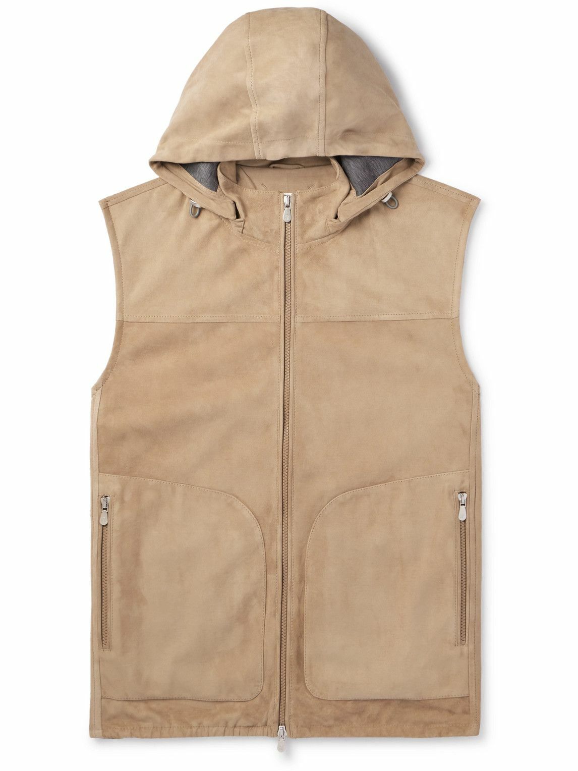 Brunello Cucinelli - Suede Hooded Gilet - Brown Brunello Cucinelli