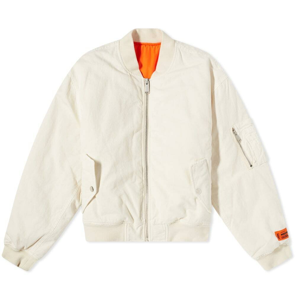 Heron Preston Canvas Bomber Jacket in White Heron Preston