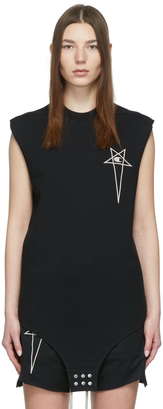 Rick Owens Black Champion Edition Sleeveless Bodysuit Rick Owens