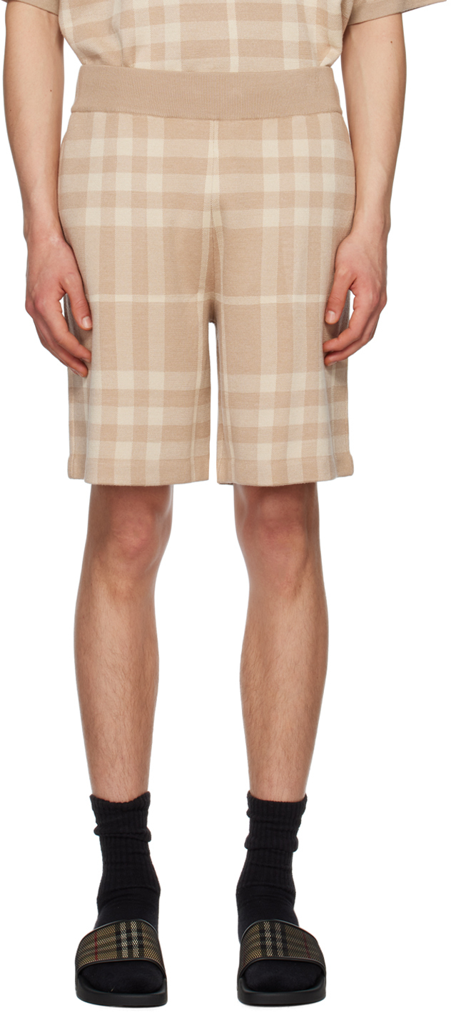 Burberry Beige Check Shorts Burberry