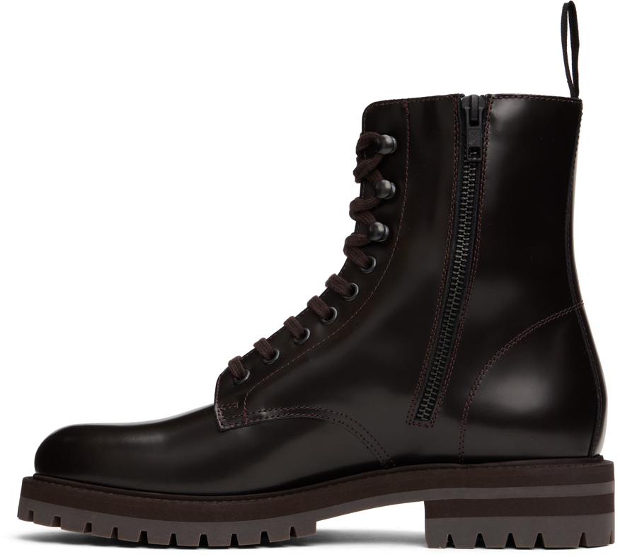 Common Projects Brown Leather Combat Boots Common Projects