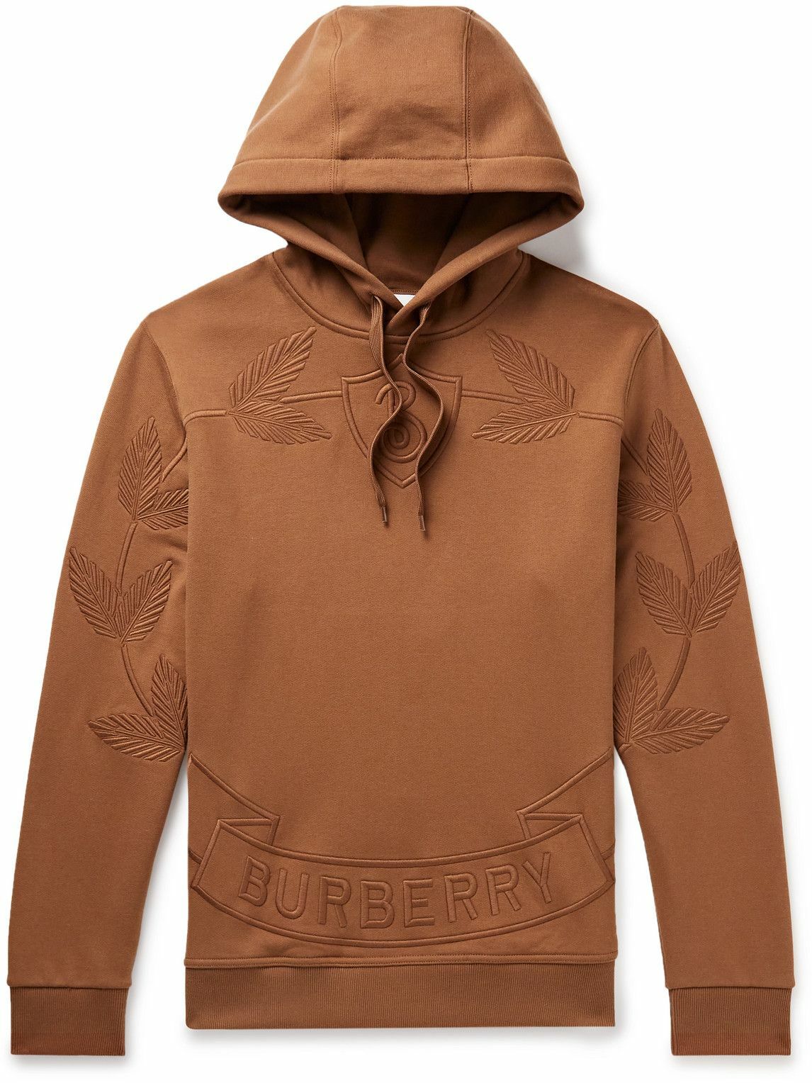 Burberry - Logo-Embroidered Cotton-Jersey Hoodie - Brown Burberry