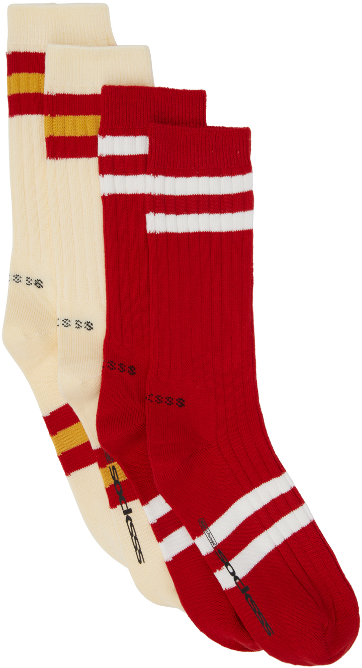 SOCKSSS Two-Pack Red & Yellow Ivy Socks Socksss