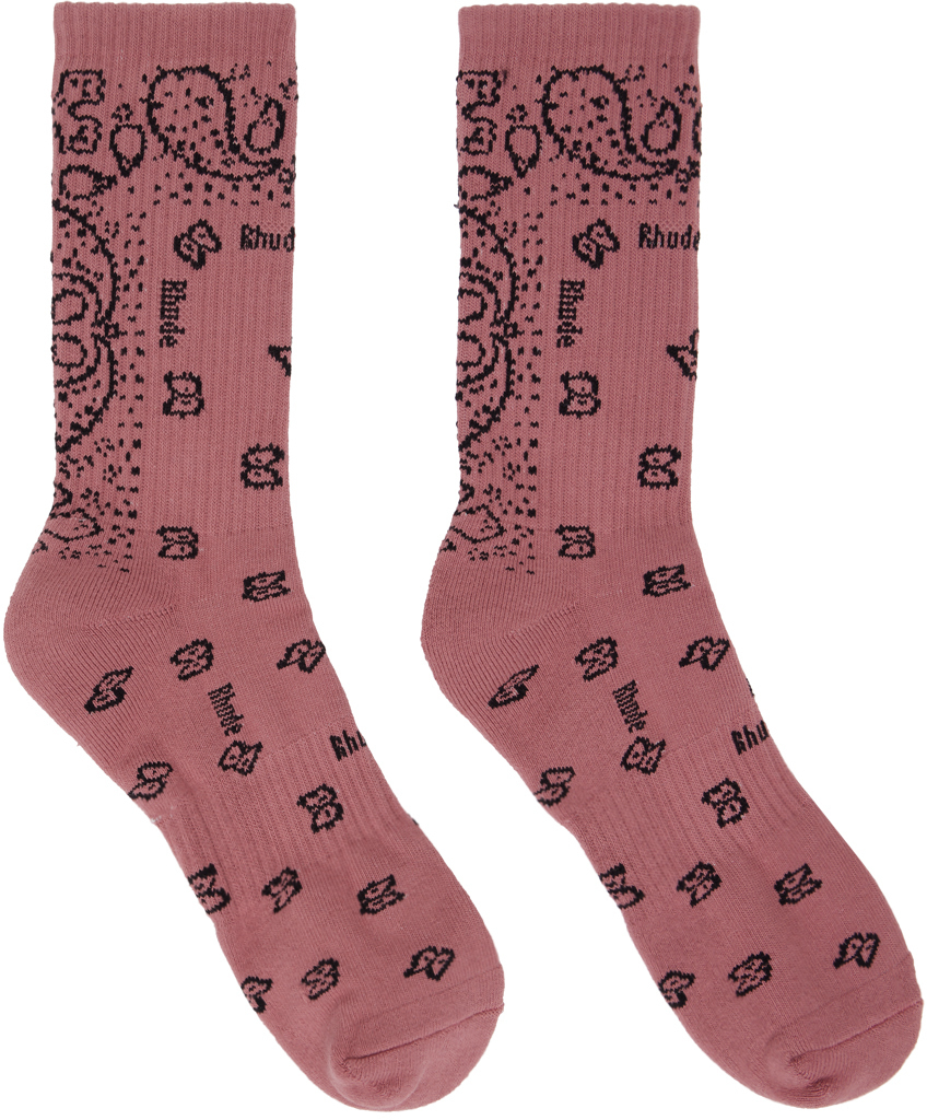 Rhude Pink Bandana Socks Rhude