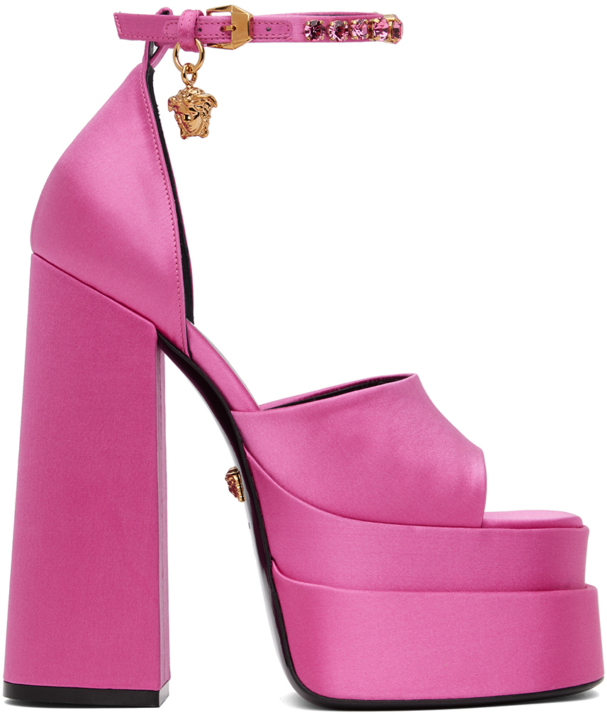 Versace Pink Medusa Aevitas Platform Heeled Sandals Versace