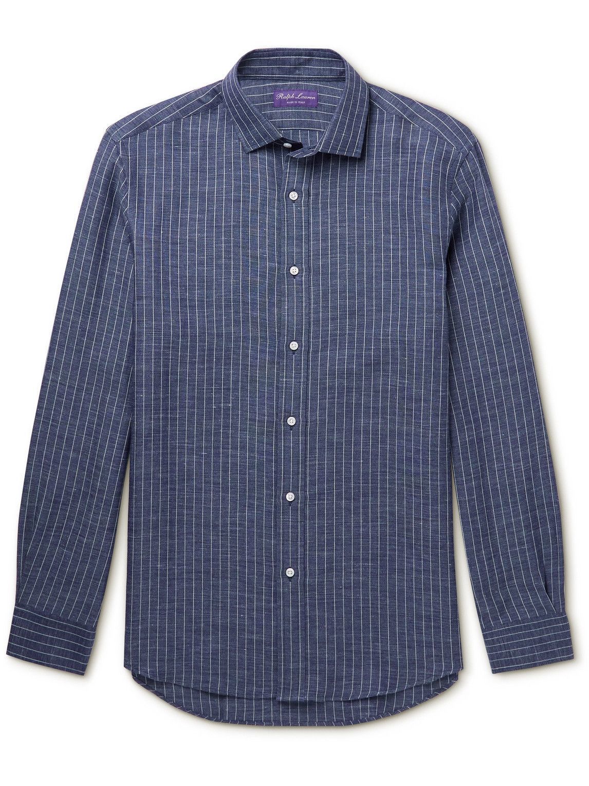Ralph Lauren Purple label - Striped Slub Linen and Cotton-Blend Shirt ...