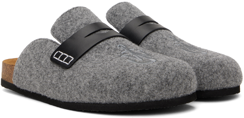 JW Anderson Gray Embroidered Clogs JW Anderson