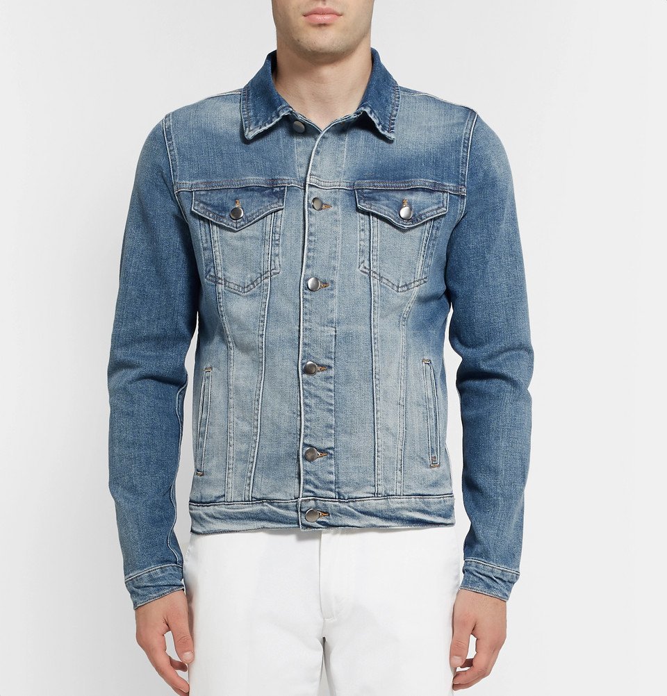 FRAME - Slim-Fit Stretch-Denim Jacket - Mid denim Frame Denim