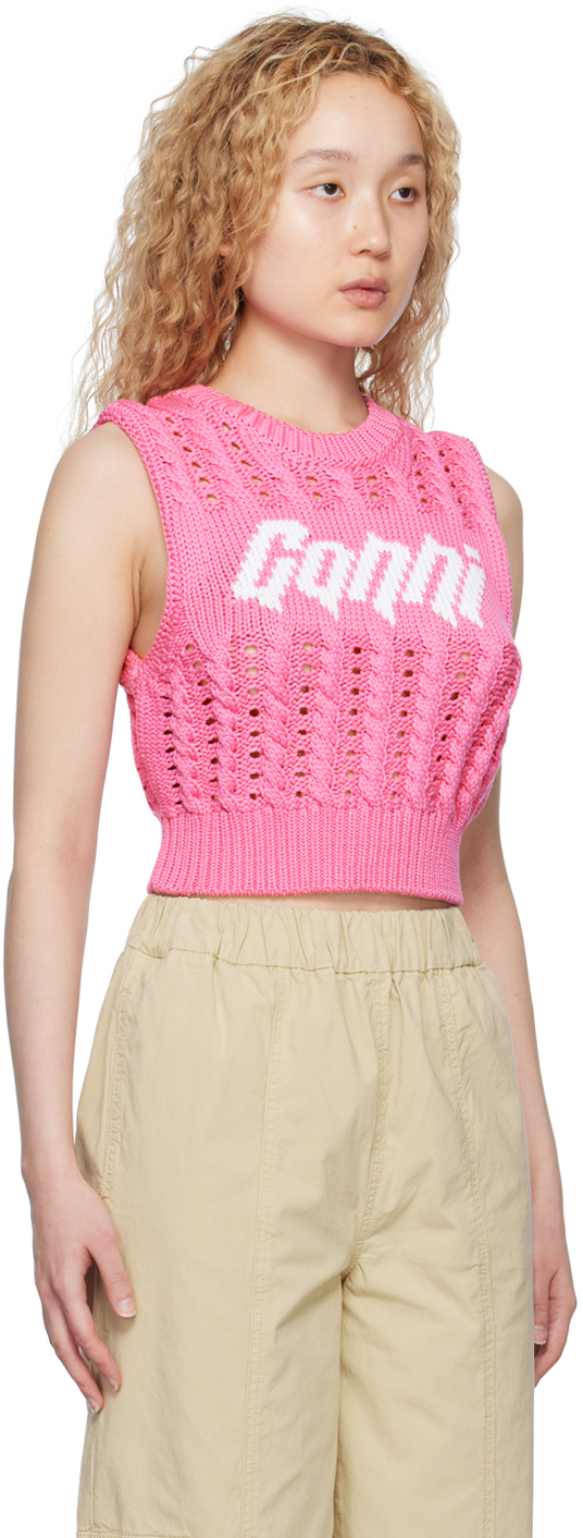 GANNI Pink Cropped Vest GANNI