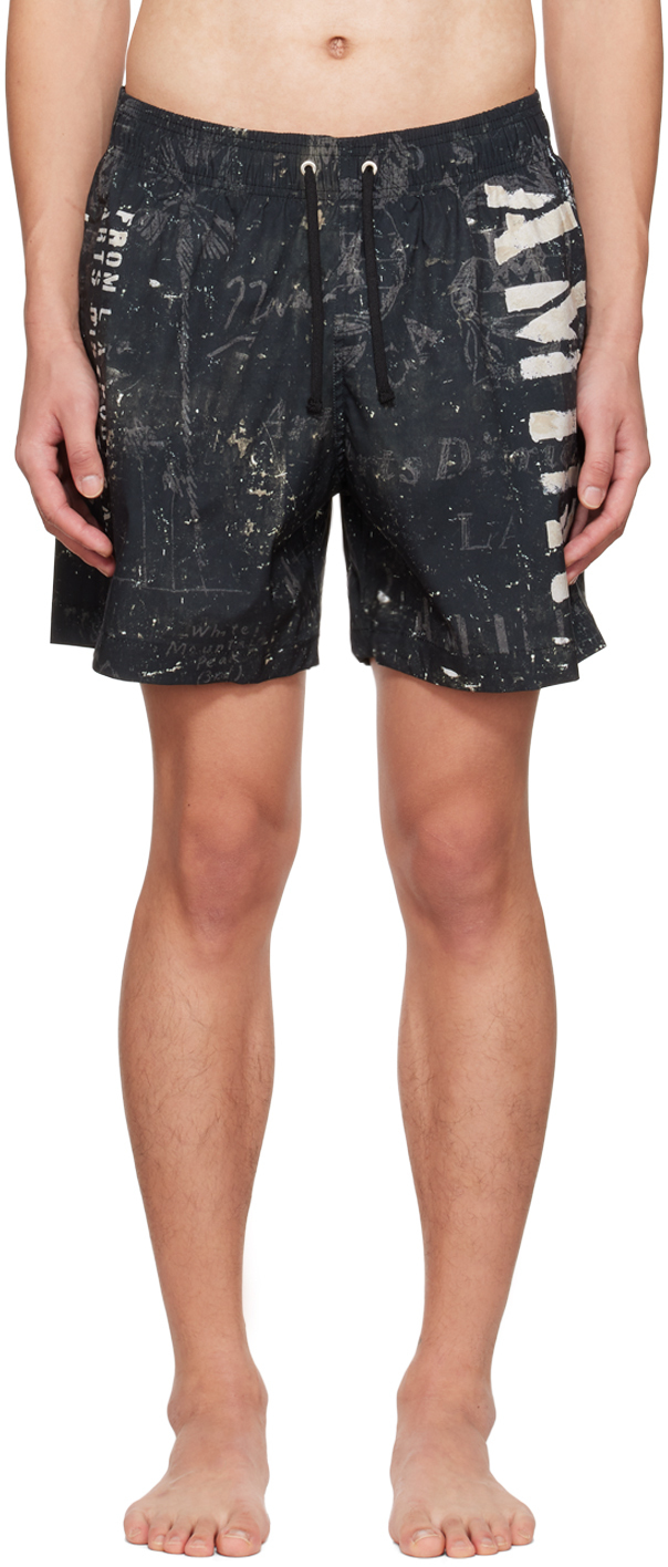 AMIRI Black Stencil Military Swim Shorts Amiri