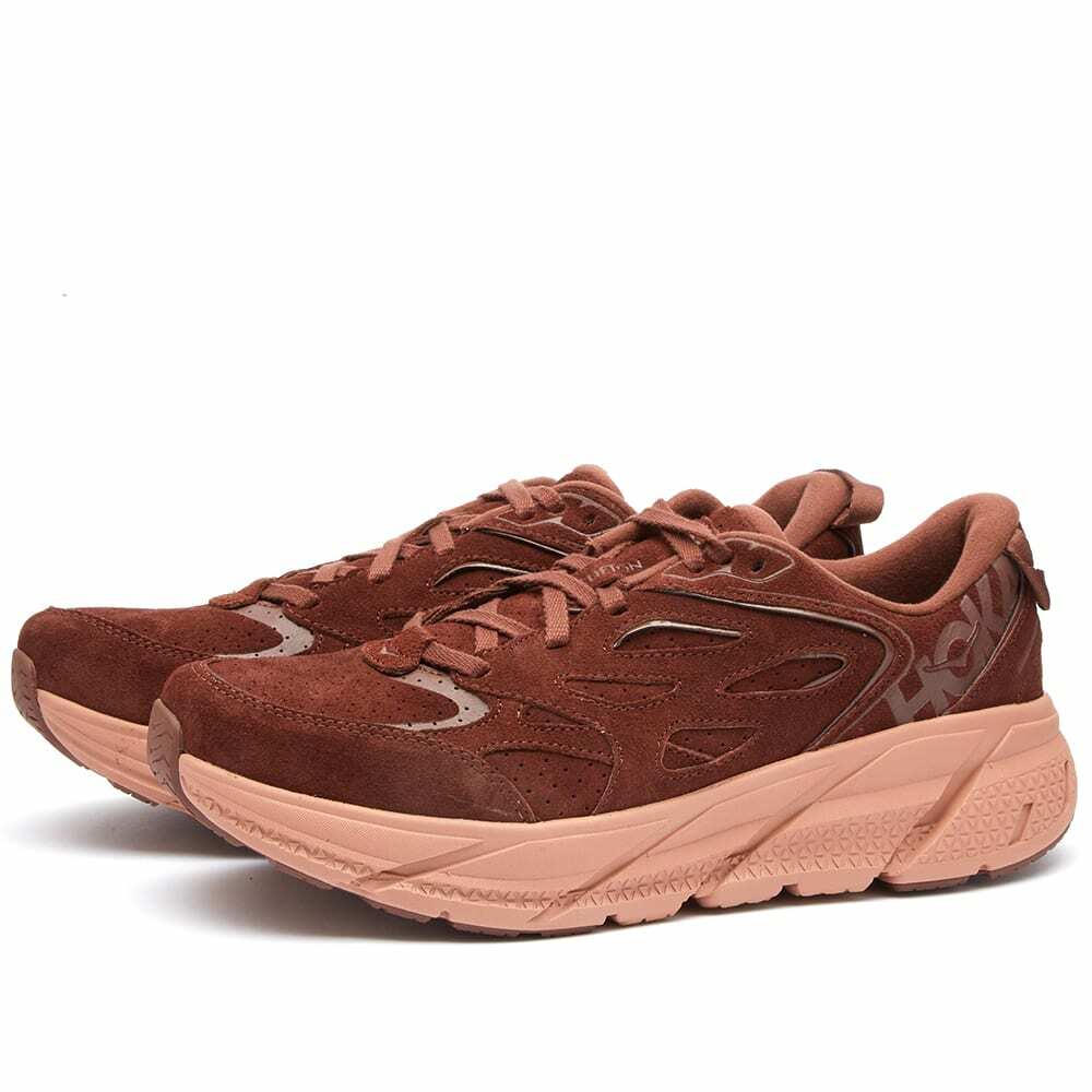 Hoka One One Men's U Clifton L Suede Sneakers in Cappuccino/Cork Hoka ...