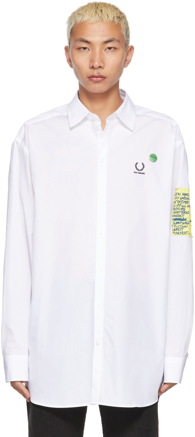 Raf Simons White Fred Perry Edition Oversized Patched Shirt Raf Simons