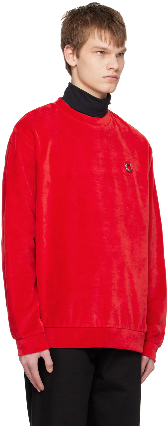 Raf Simons Red Embroidered Sweatshirt Raf Simons