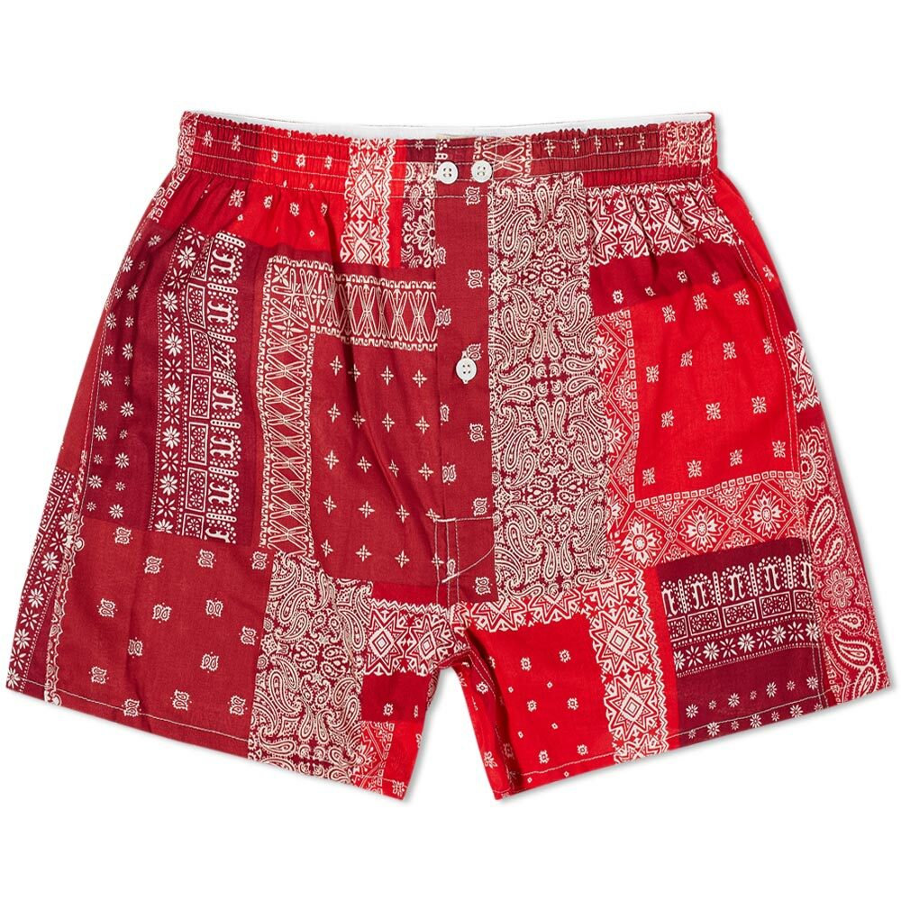 Anonymous Ism Men's Bandana Patchwork Boxer Short in Red Anonymous Ism