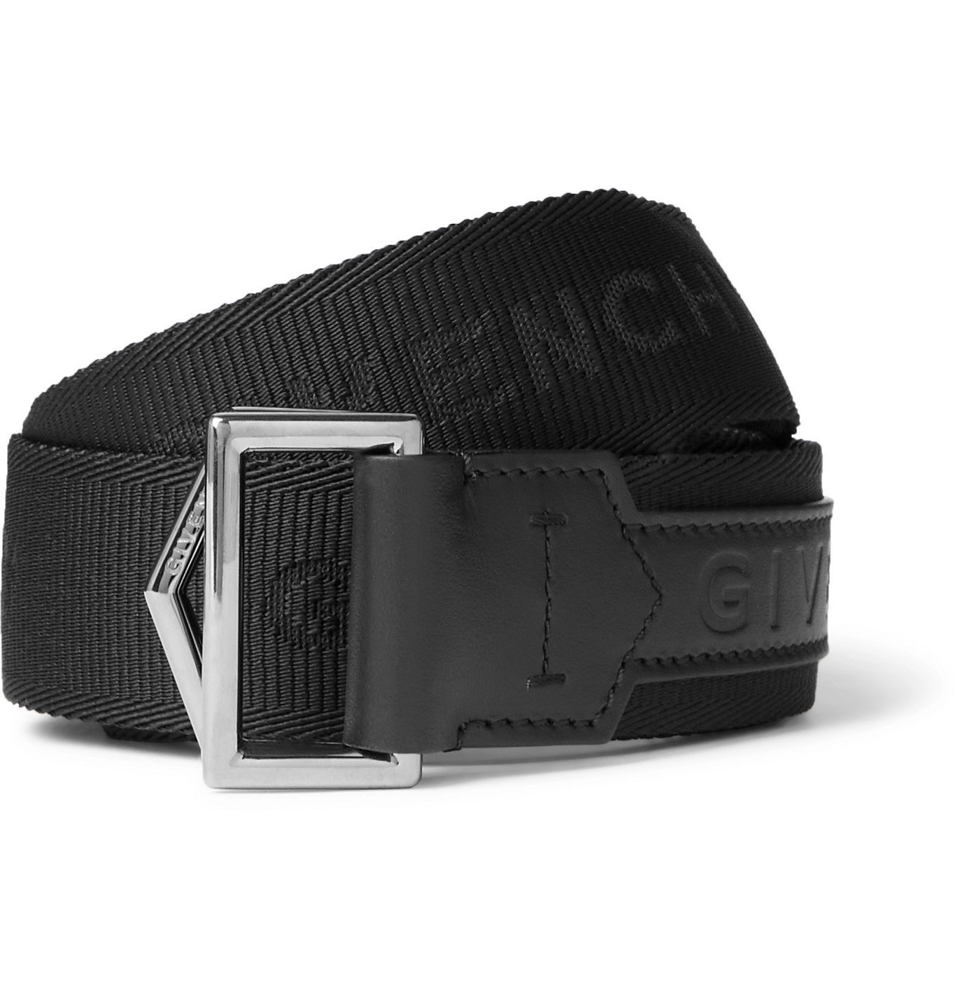 GIVENCHY - 3.5cm Logo-Detailed Leather-Trimmed Webbing Belt - Black ...