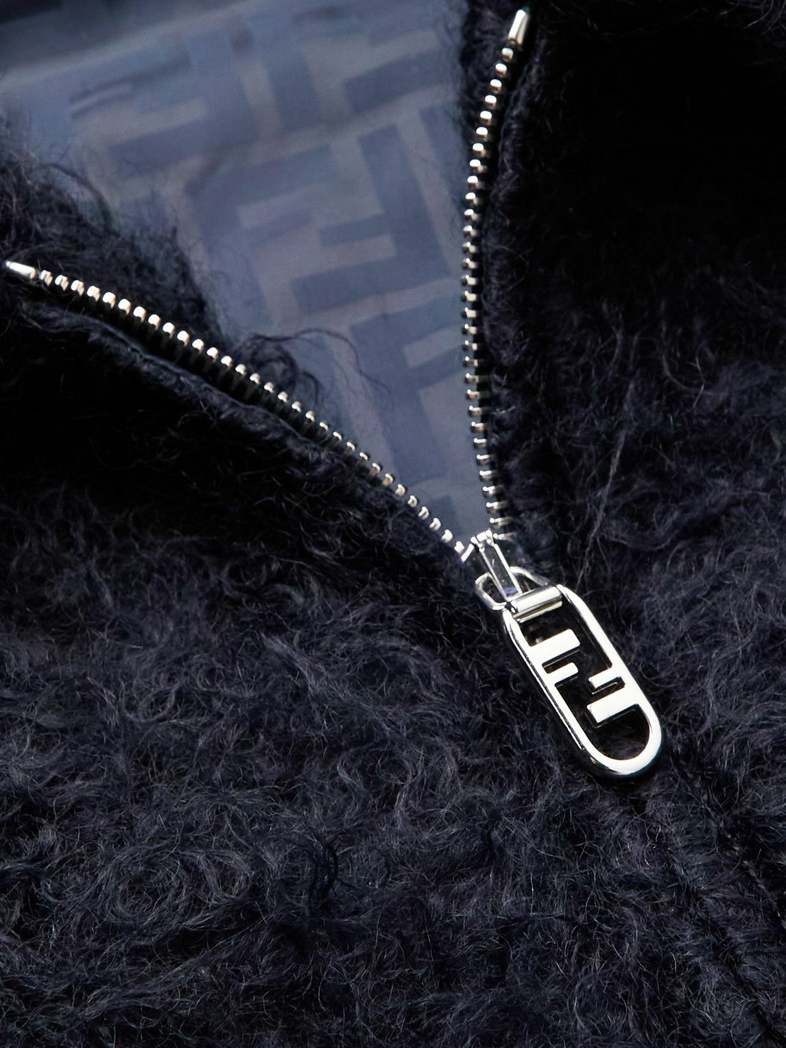 Fendi - Textured Mohair-Blend Bomber Jacket - Blue Fendi