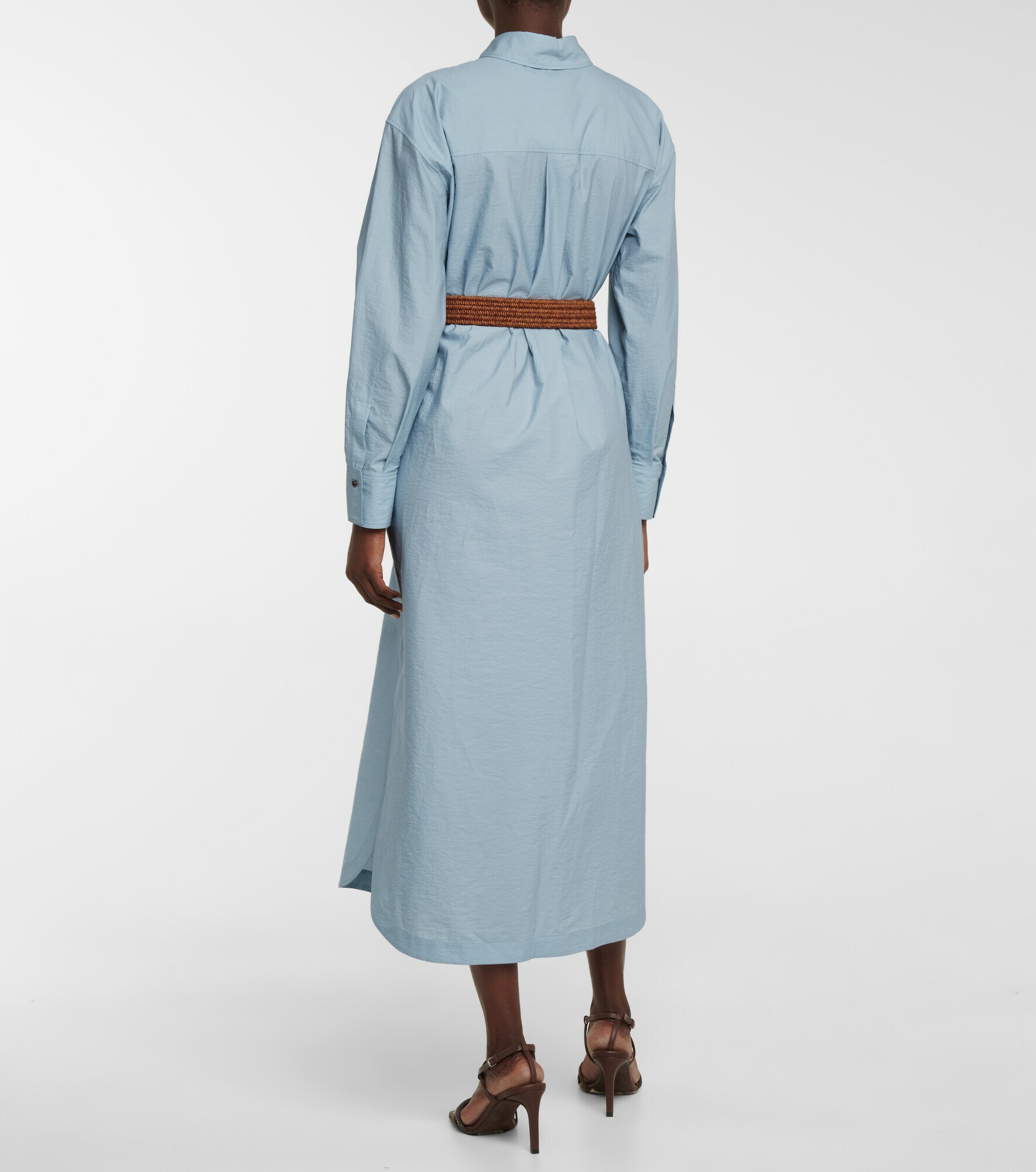 Brunello Cucinelli Belted Cotton Blend Shirt Dress Brunello Cucinelli
