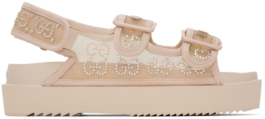 Gucci Beige Crystal GG Sandals Gucci