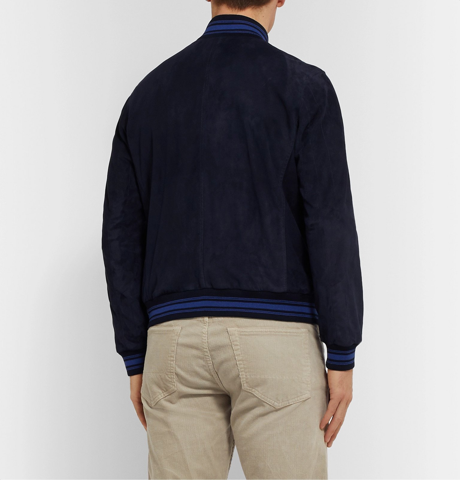 Kiton - Suede Bomber Jacket - Blue Kiton