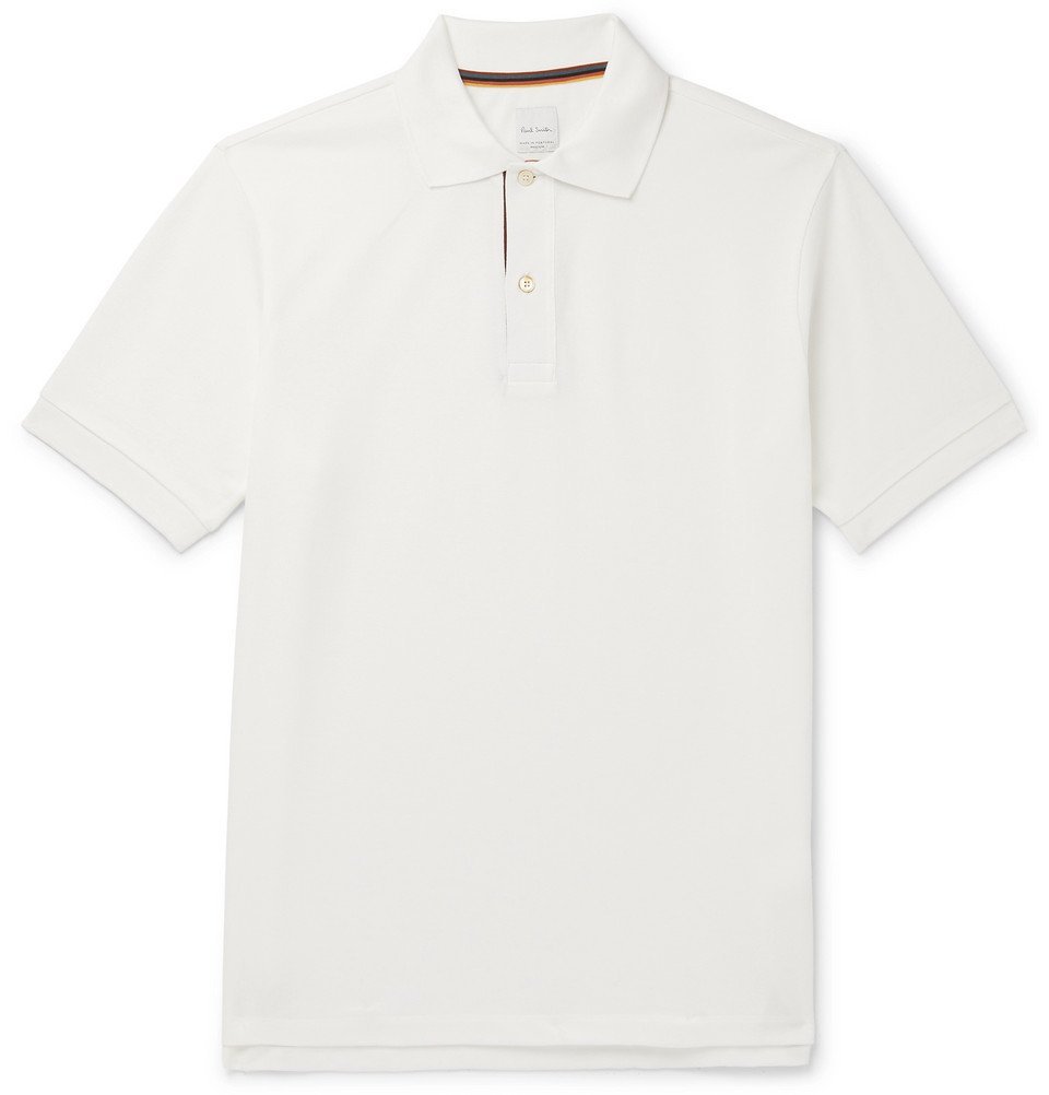 Paul Smith - Webbing-Trimmed Cotton-Piqué Polo Shirt - White Paul Smith