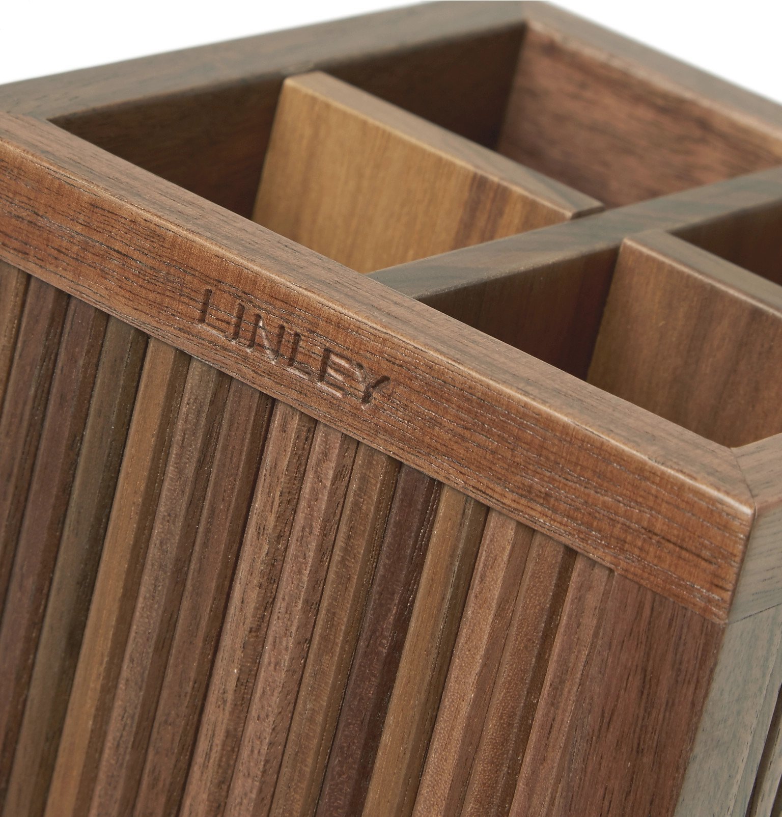 Linley - Tambour Walnut Pencil Pot - Brown Linley