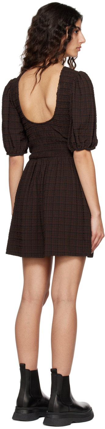 GANNI Brown Smock Minidress GANNI