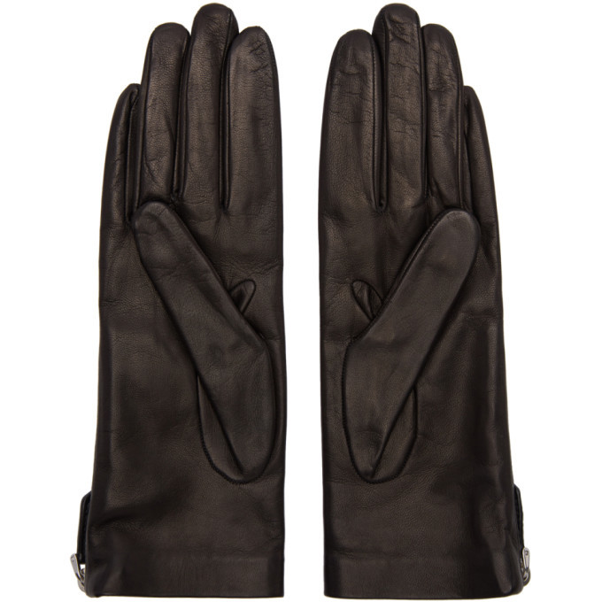 Prada Black Leather Label Gloves Prada