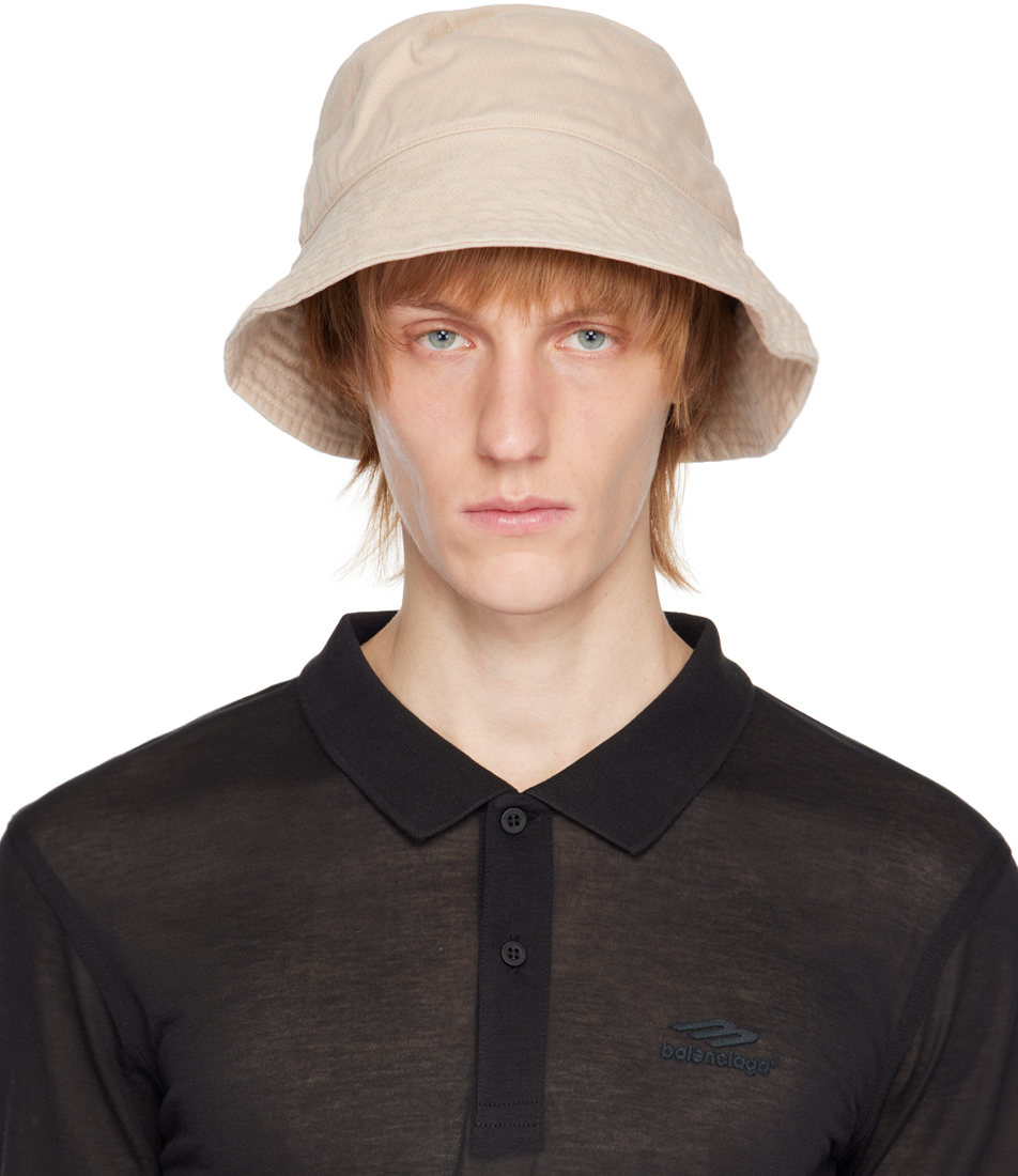 Balenciaga Beige Logo Denim Bucket Hat Balenciaga