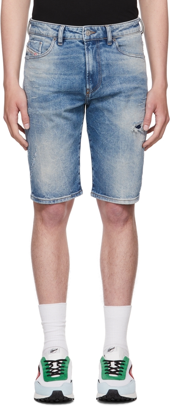 Diesel Blue Cotton Slim Shorts Diesel