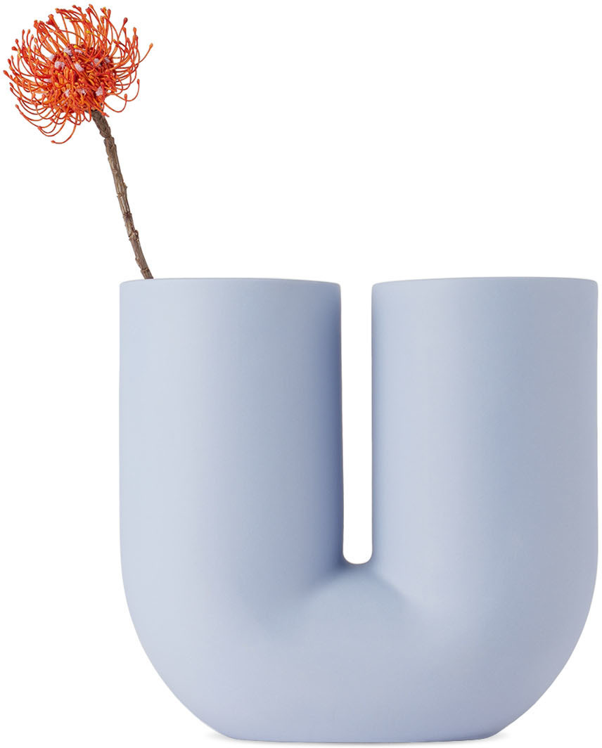Muuto Blue Porcelain Kink Vase Muuto