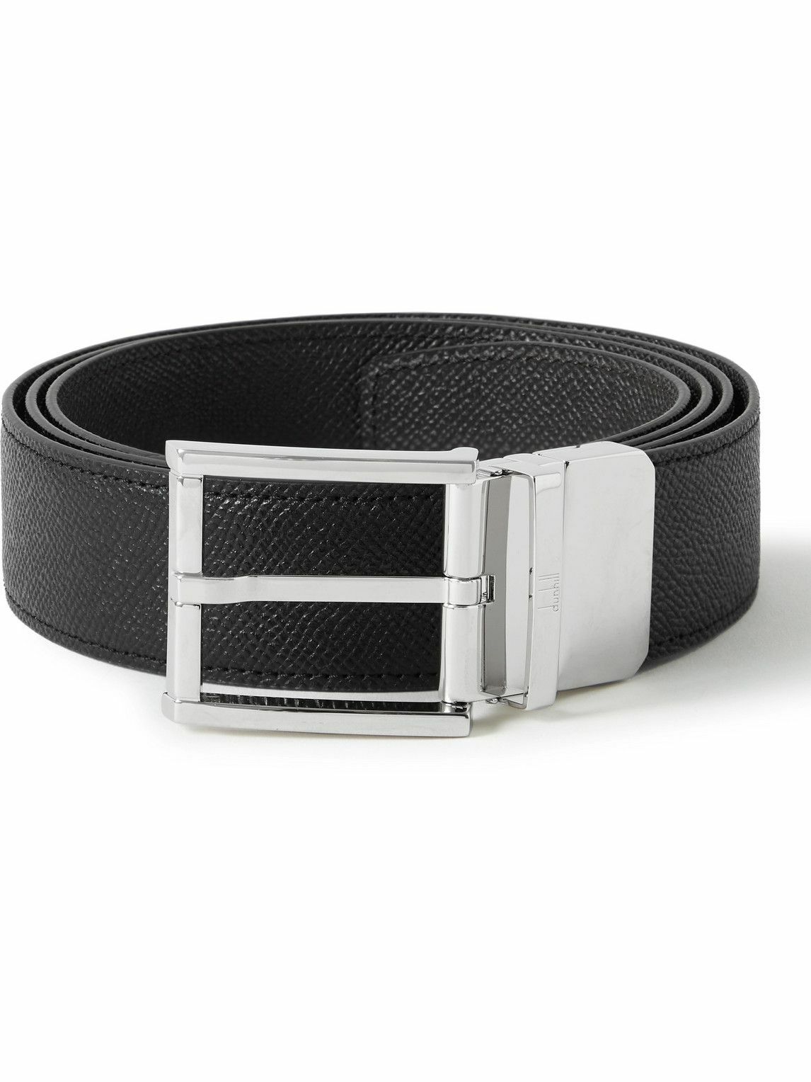 Dunhill - 3.5cm Reversible Pebble-Grain Leather Belt - Black Dunhill