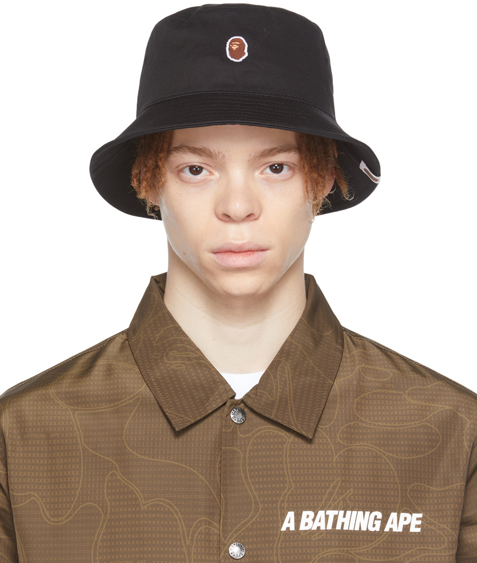 BAPE Black Ape Head One Point Bucket Hat A Bathing Ape