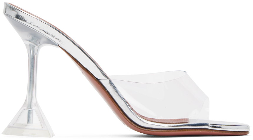 Amina Muaddi Transparent Lupita Glass Heeled Sandals Amina Muaddi