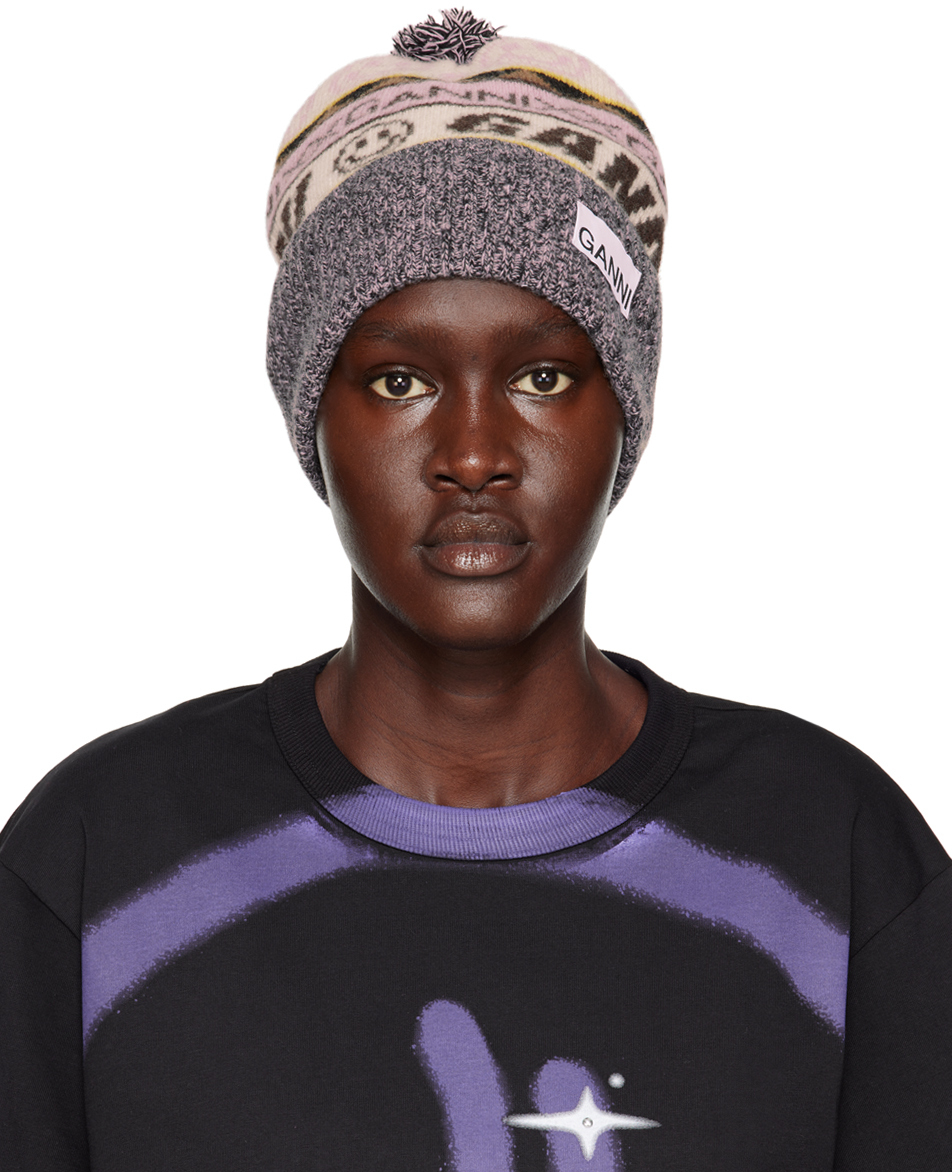 GANNI Multicolor Graphic Logo Beanie GANNI
